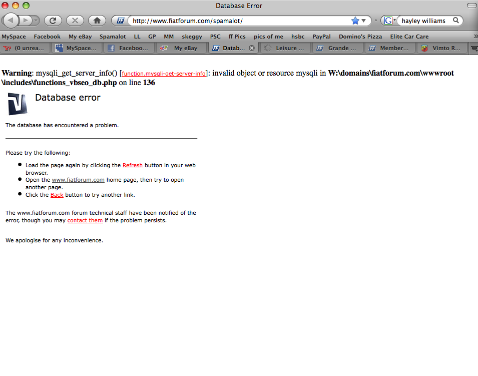 error | The FIAT Forum